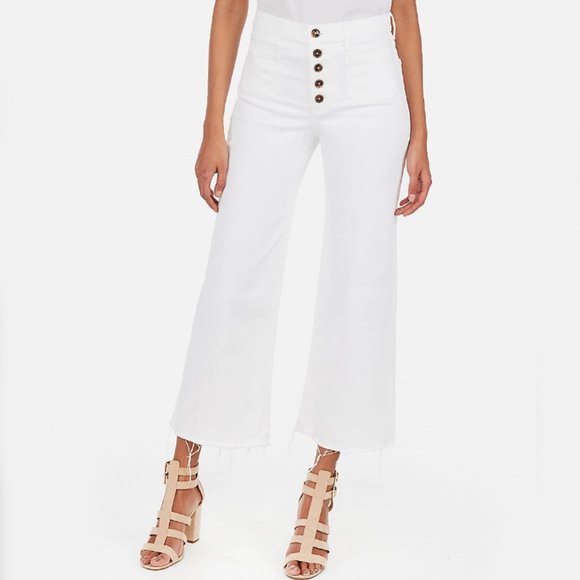Express | Jeans | Nwt Express Wide Leg High Rise White Jeans Plus Size ...